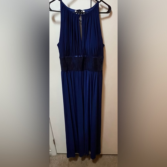 R&M Richards | Dresses | Rm Richards Blue Pleated Sleeveless Maxi Gown ...